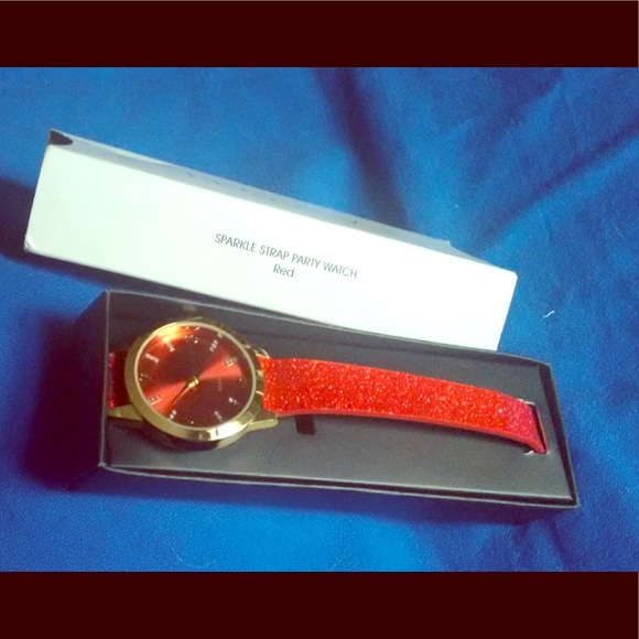 Avon | Accessories | Holiday Avon Red Sparkle Strap Party Watch | Poshmark